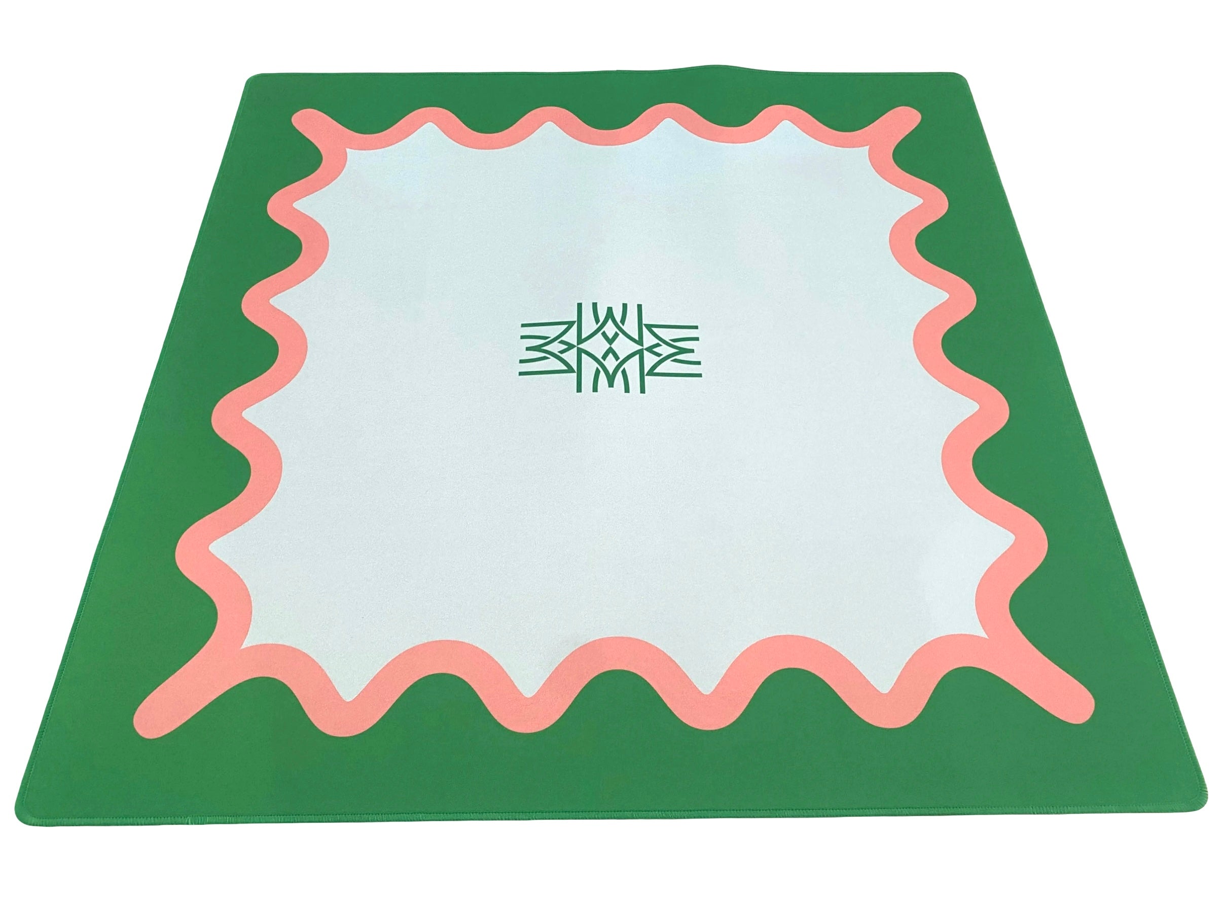 Green + Pink Squiggle Mahjong Game Mat – Amahj Line